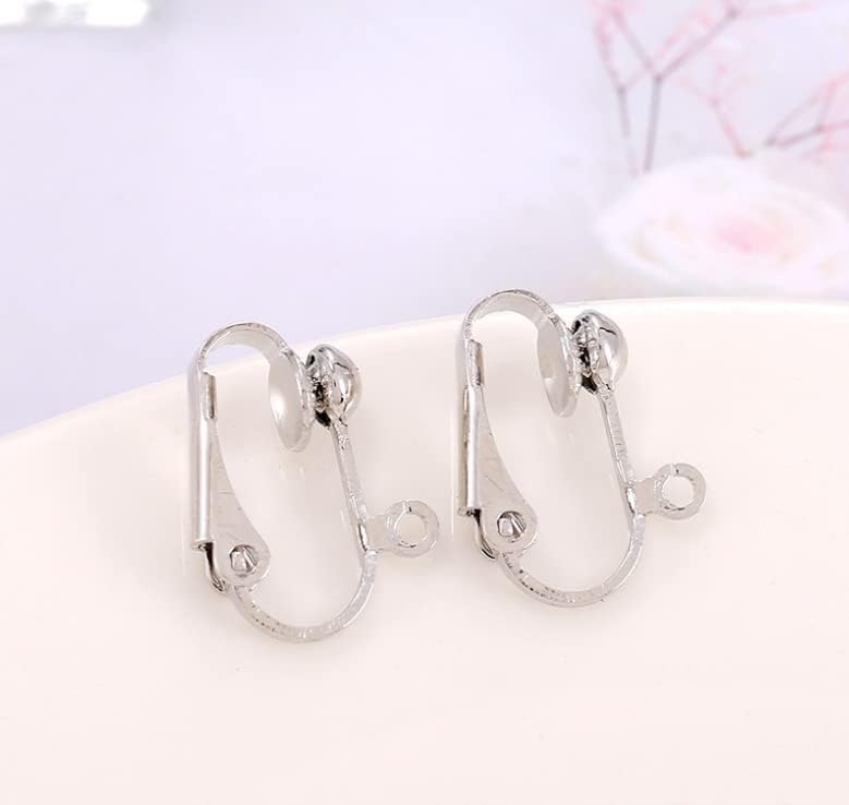 HLLMX 20 PCS Clip-on Earring Converter with Easy Open Loop Hypoallergenic Earring Clip On Backs Parts Components Findings for DIY Earring and Turn Any Studs or Pierced into Clip on (Silver)