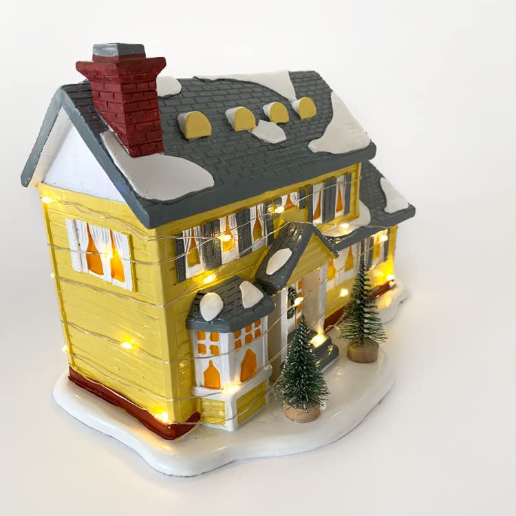 Lamacun Christmas Scene Decorations Village Street View Garden Decorations Snowman Figurine Crafts Resin Decorations LED Ornaments Ornaments