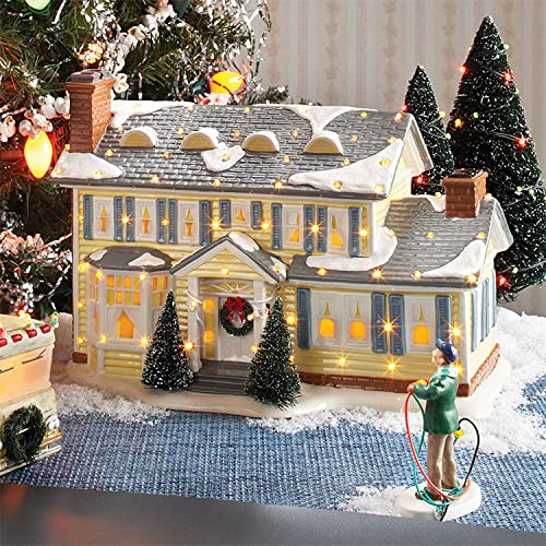 Lamacun Christmas Scene Decorations Village Street View Garden Decorations Snowman Figurine Crafts Resin Decorations LED Ornaments Ornaments