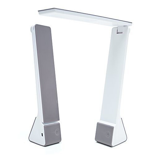Lustrat LED Desk Lamp - Minimalistic Office Desk Lamp - Rechargeable Lamp with Bed, Study, and Work Desk Light Modes - Portable Table Desk Lamp for Back to School and Work from Home Set-up - Grey