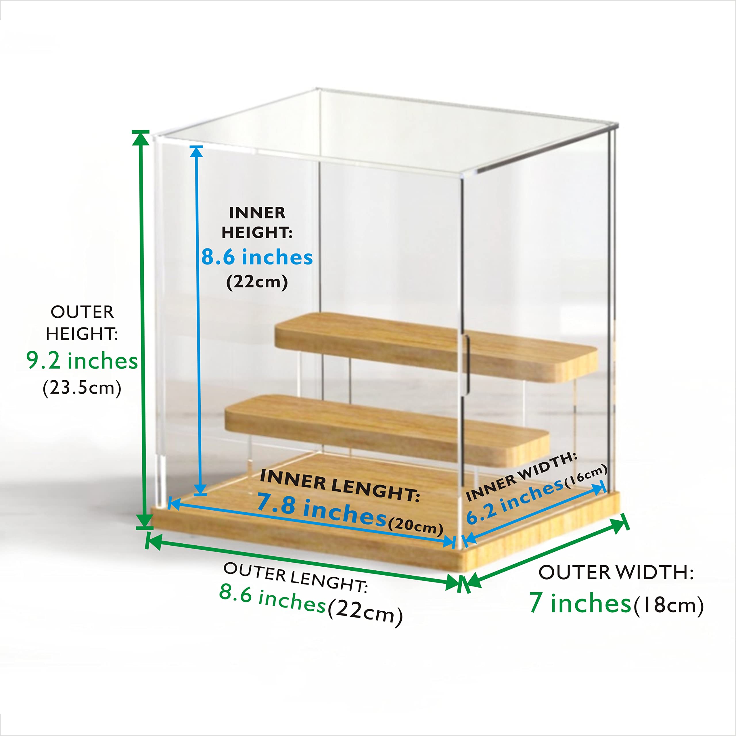 ZzHobbiEs Clear Display Case with Openable Door & Ladder, 3 Tiers Panoramic Display Dustproof Protection for Collectibles, Action Figures, Mini Figurines(3 Tier(Ladder): 8.6x7/ H9.2 in)