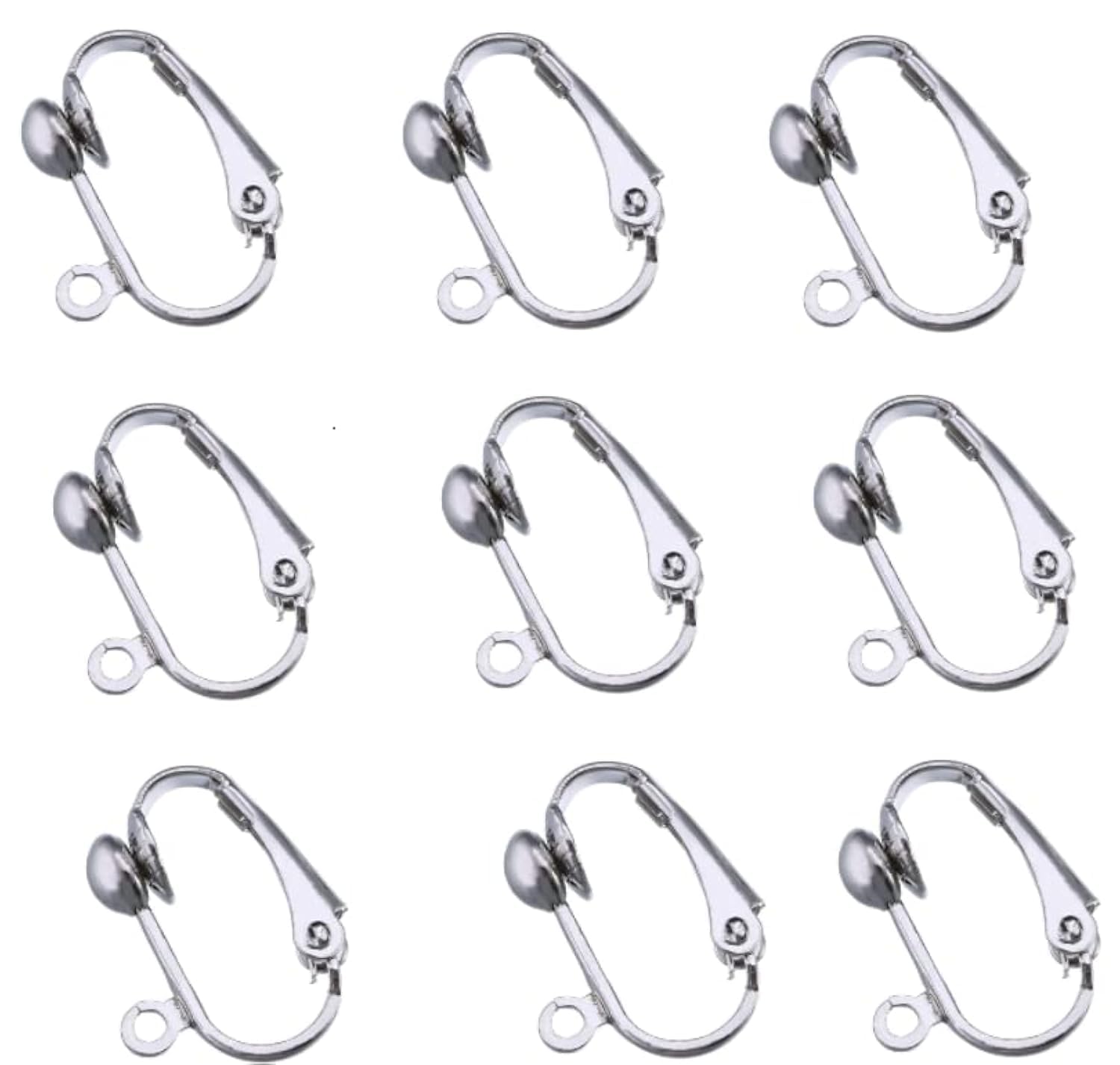 HLLMX 20 PCS Clip-on Earring Converter with Easy Open Loop Hypoallergenic Earring Clip On Backs Parts Components Findings for DIY Earring and Turn Any Studs or Pierced into Clip on (Silver)