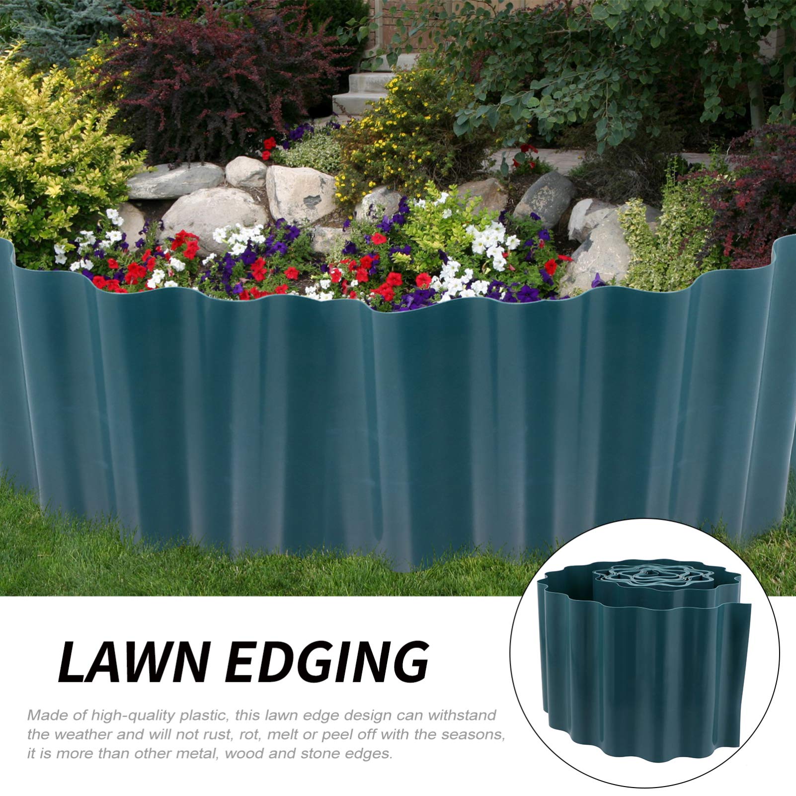 Yardwe 3rolls Panels Grass Fences Corrugated Decoration Ripple Borders Planting Plant Home Mxcm Tree Plastic for Flowerbeds Edging Stones Bed Edgings Flexible Stop Root Plants