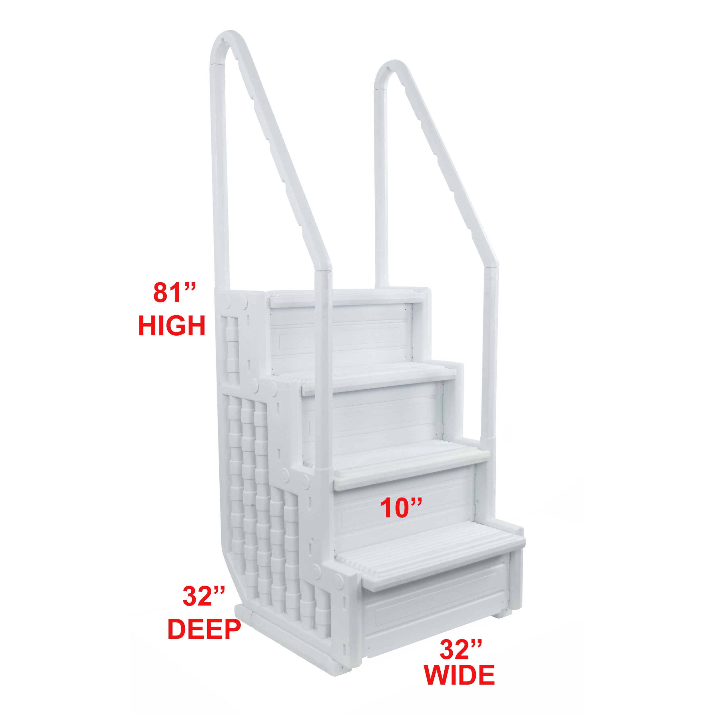 Aqua Select Everest in Pool Steps | White | for Above Ground Swimming Pools | Mount to Decks 48 to 54 Inches | Safety Stairs Capacity Up to 350 Pounds