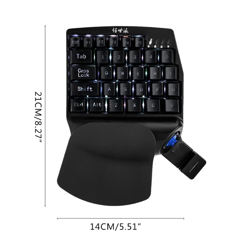 Aoyygg 20CB Wired Gaming Keyboard, Mechanical Keyboard, One Hand Automatic Pressure Rocker Left-Handed Keyboard, Mechanical Key Board for Battleground Game