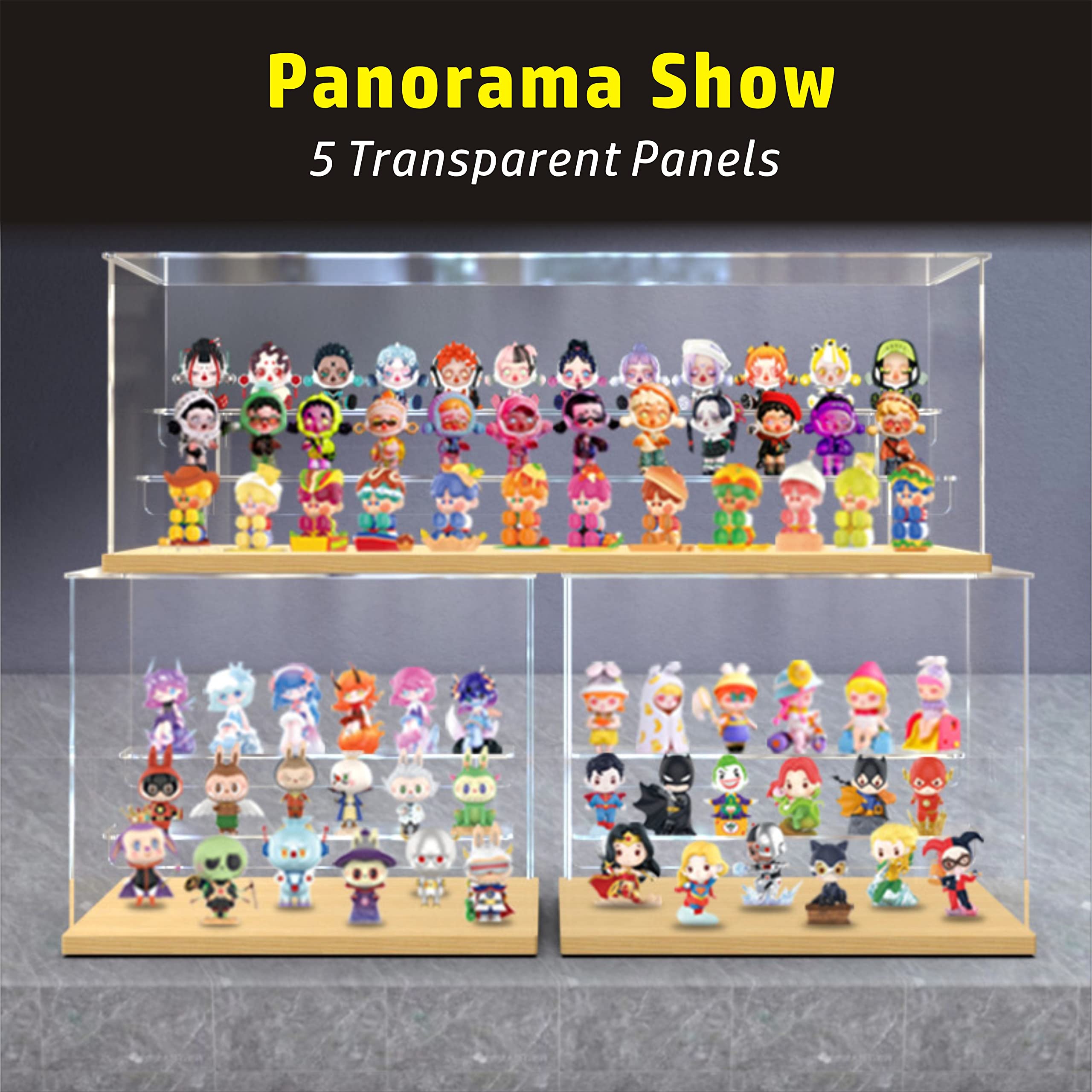 ZzHobbiEs Clear Display Case with Openable Door & Ladder, 3 Tiers Panoramic Display Dustproof Protection for Collectibles, Action Figures, Mini Figurines(3 Tier(Ladder): 8.6x7/ H9.2 in)