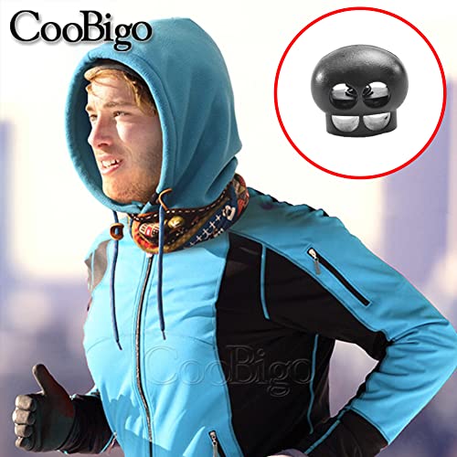 25pcs Spring Cord Lock End Stopper Fastener Slider Toggles Clip Double Hole Round Ball Plastic for Drawstrings Lanyard Paracord Elastic Bungee Shock Cord Rope