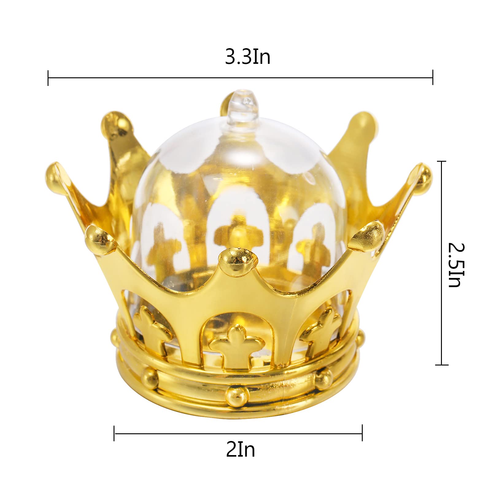 WUWEOT 36 Pack Refillable Crown Candy Box with Dome, Decorative Fillable Crown Candy Holder for Candies Chocolates Cake Dessert Baby Shower Princess Birthday Party Supplies
