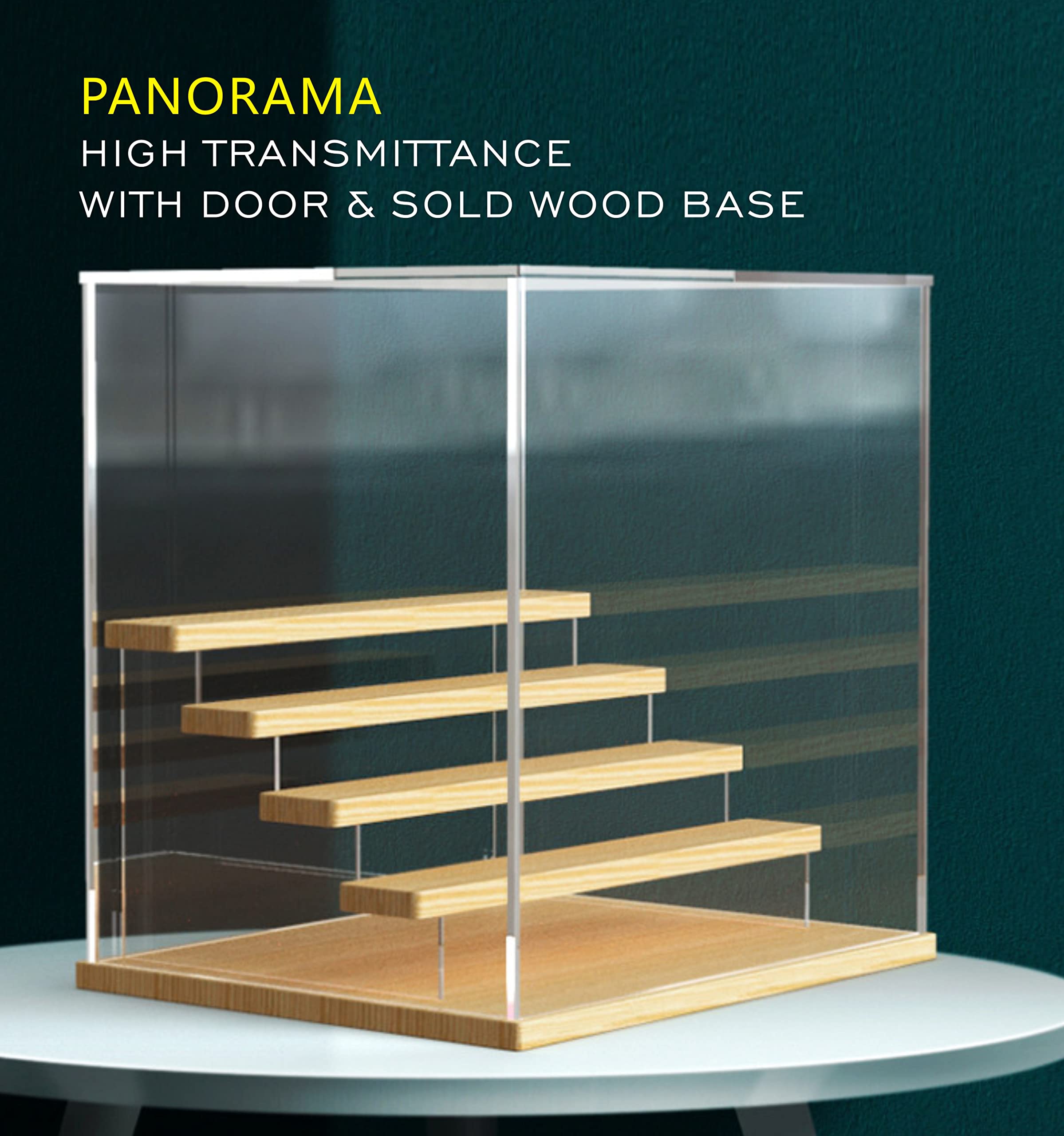 ZzHobbiEs Clear Display Case with Openable Door & Ladder, 3 Tiers Panoramic Display Dustproof Protection for Collectibles, Action Figures, Mini Figurines(3 Tier(Ladder): 8.6x7/ H9.2 in)