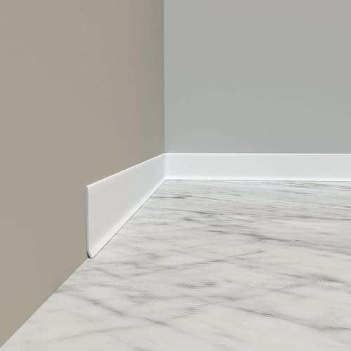 Flexible Baseboard Molding Trim, 4 Inch Self-Adhesive Vinyl Wall Base, Peel and Stick Trim Rubber Cove Base, Wall Base Molding Trim, Baseboard Moulding Trim (20Ft)