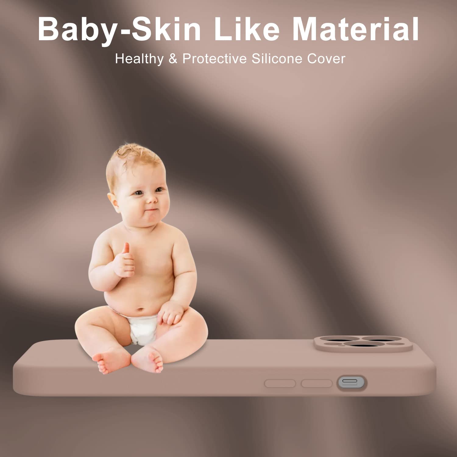 DEENAKIN Compatible with iPhone 13 Pro Max Silicone Case - Enhanced Camera Protection and Screen Protector - Smooth Baby Skin-Like Feel - Slim Fit Phone Cover 6.7" for Men Women Girls - Light Brown