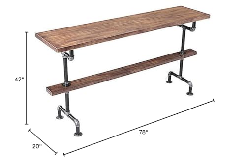 SUSUO Wood Top & Water Pipe Frame Counter Table Industrial 42-inch Height Table Bar Table, Farmhouse Dining Room Kitchen Furniture for Home Decor, 78.7" L x 19.7" W x 41.3" H