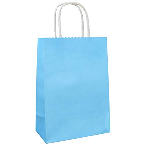 ADIDO EVA 12 PCS Small Gift Bags Blue Kraft Paper Bags with Handles for Party Favors (8.2 x 6 x 3.1 In)