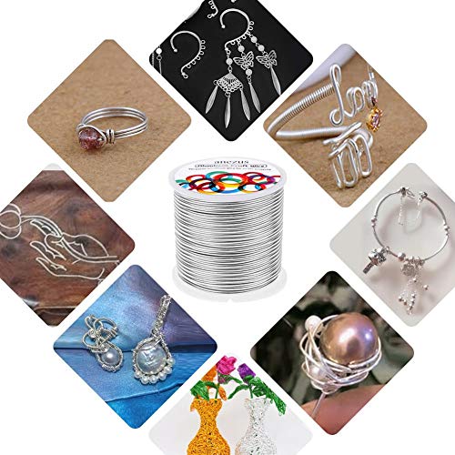12 Gauge Aluminum Wire 100 Feet, Anezus Metal Armature Wire Bendable Sculpting Wire for Crafts Wreath Making Jewelry Making Beading Floral (Silver, 2mm)