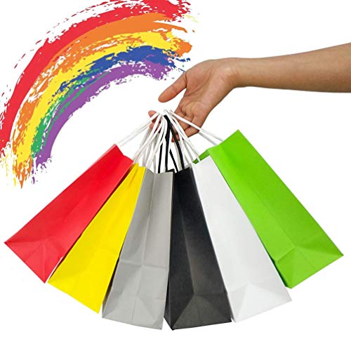 ADIDO EVA 12 PCS Small Gift Bags Blue Kraft Paper Bags with Handles for Party Favors (8.2 x 6 x 3.1 In)