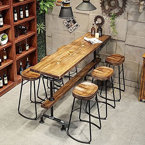 SUSUO Wood Top & Water Pipe Frame Counter Table Industrial 42-inch Height Table Bar Table, Farmhouse Dining Room Kitchen Furniture for Home Decor, 78.7" L x 19.7" W x 41.3" H