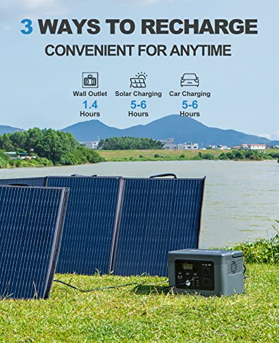 Portable Power Station, 614Wh LiFePO4 Battery Pack with 110V/700W AC Outlet (Solar Panel Not Included), Recharge 0-80% Within 1 Hour, Outdoor Solar Generator for CPAP, Camping