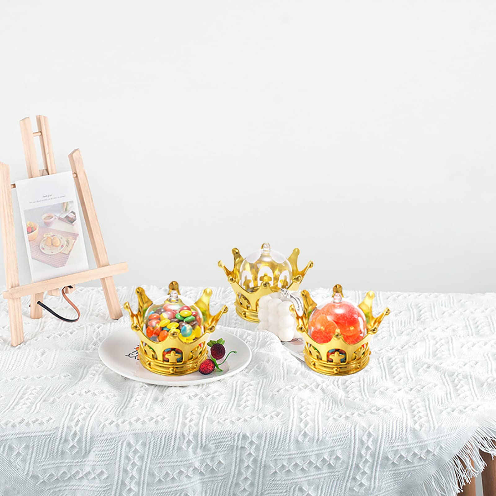 WUWEOT 36 Pack Refillable Crown Candy Box with Dome, Decorative Fillable Crown Candy Holder for Candies Chocolates Cake Dessert Baby Shower Princess Birthday Party Supplies