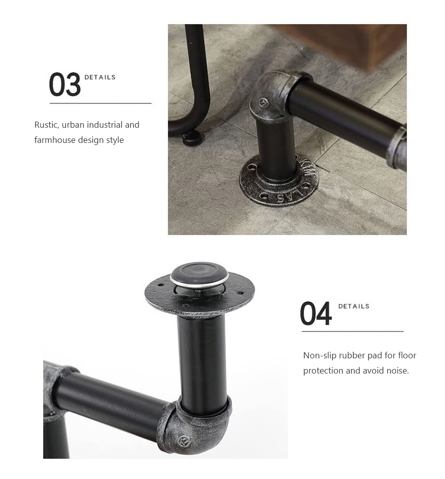 SUSUO Wood Top & Water Pipe Frame Counter Table Industrial 42-inch Height Table Bar Table, Farmhouse Dining Room Kitchen Furniture for Home Decor, 78.7" L x 19.7" W x 41.3" H
