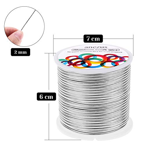 12 Gauge Aluminum Wire 100 Feet, Anezus Metal Armature Wire Bendable Sculpting Wire for Crafts Wreath Making Jewelry Making Beading Floral (Silver, 2mm)