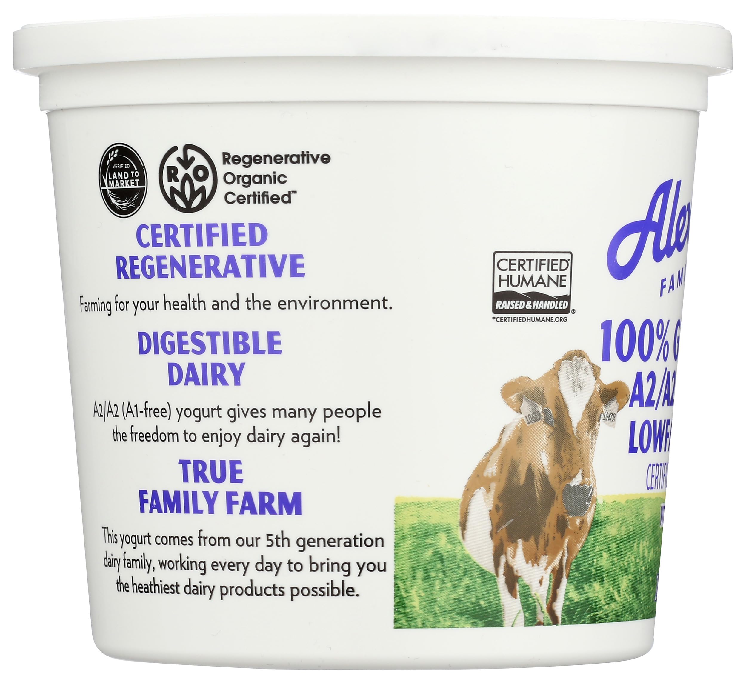 ALEXANDRE FAMILY FARMS Organic Plain A2 Low Fat Yogurt, 24 OZ