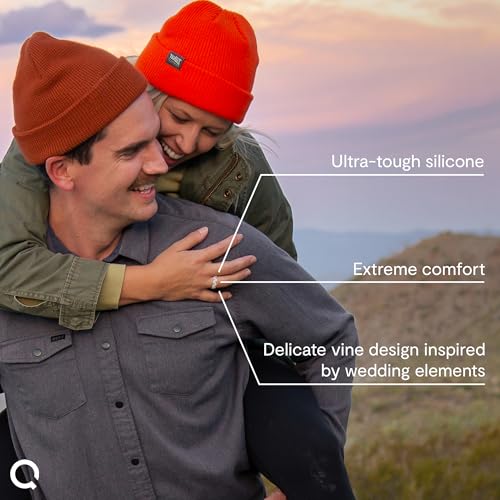 QALO Silicone Ring for Women, Pearl Vine (Size 7) - Breathable & Durable Silicone Wedding Bands - Comfort Fit Silicone Wedding Rings - Rubber Engagement Rings for Her