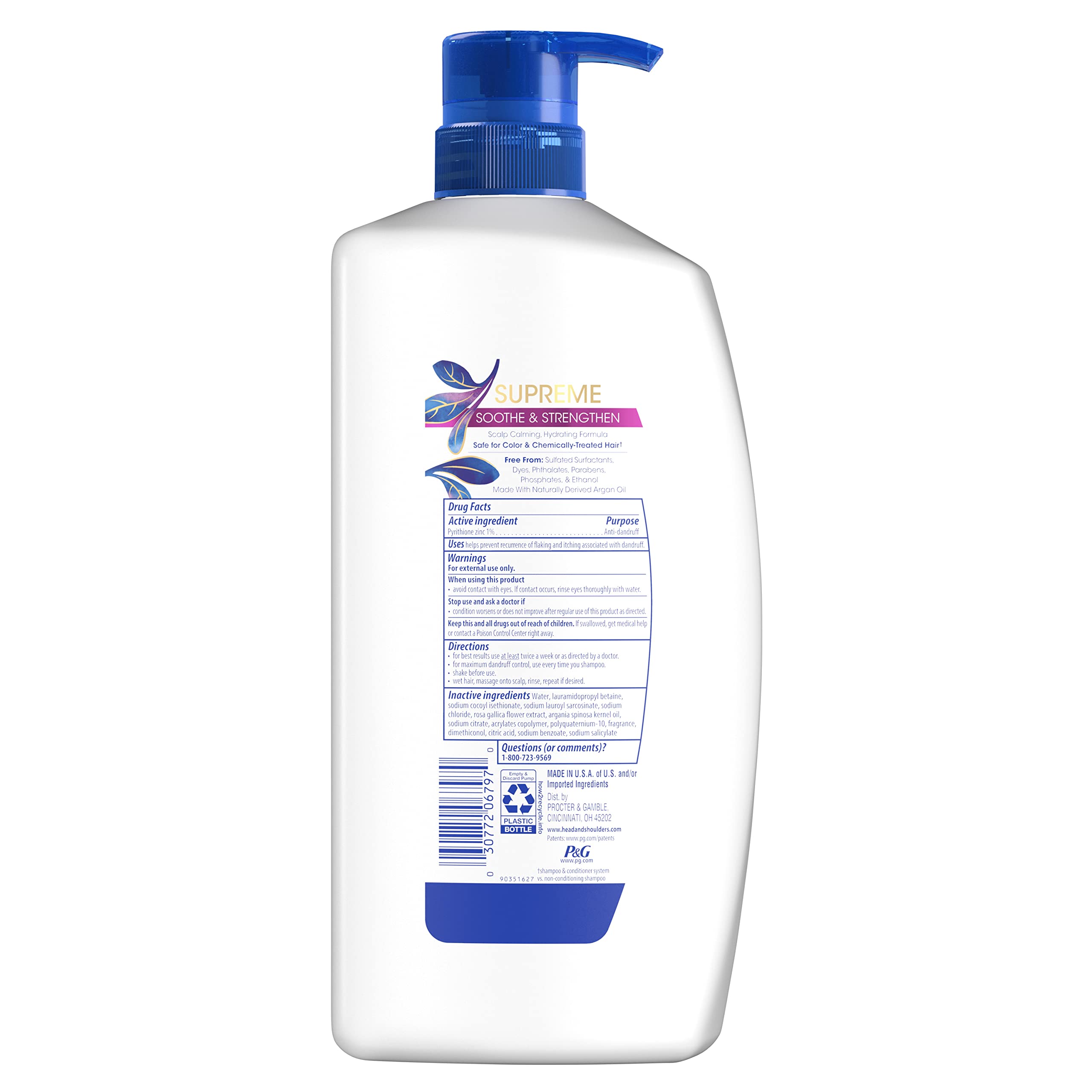 Head & Shoulders Supreme Dandruff Shampoo with Argan Oil, Anti Dandruff Scalp Treatment, Sulfate Free, Soothes Scalp, Deep Moisturization, Controls Itch, Natural Rose Essence, 28.2 Fl Oz