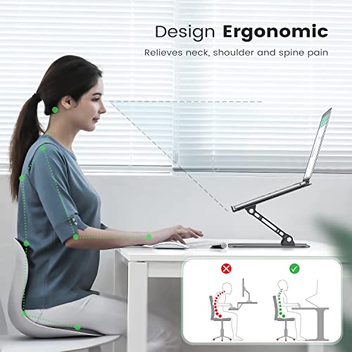 Orlian Laptop Stand Adjustable Computer Stand Sturdy Aluminum Laptop Stand for Desk Foldable Laptop Holder Portable Laptop Riser for 11β17-inch Laptop Notebook Tablet and More