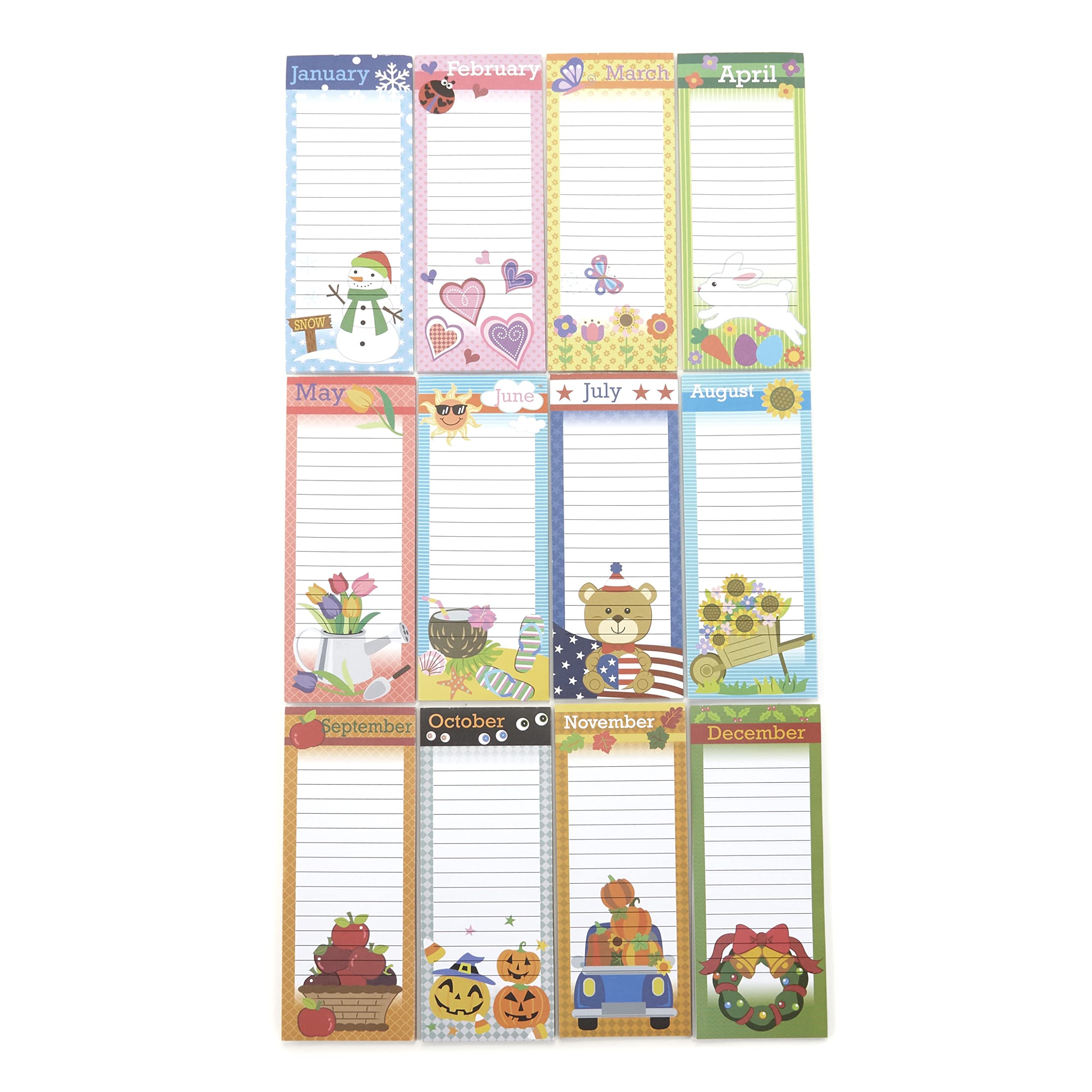 The Lakeside Collection Set of 12 Magnetic List Pads - Notepads for Fridge - Holidays, Set of 13