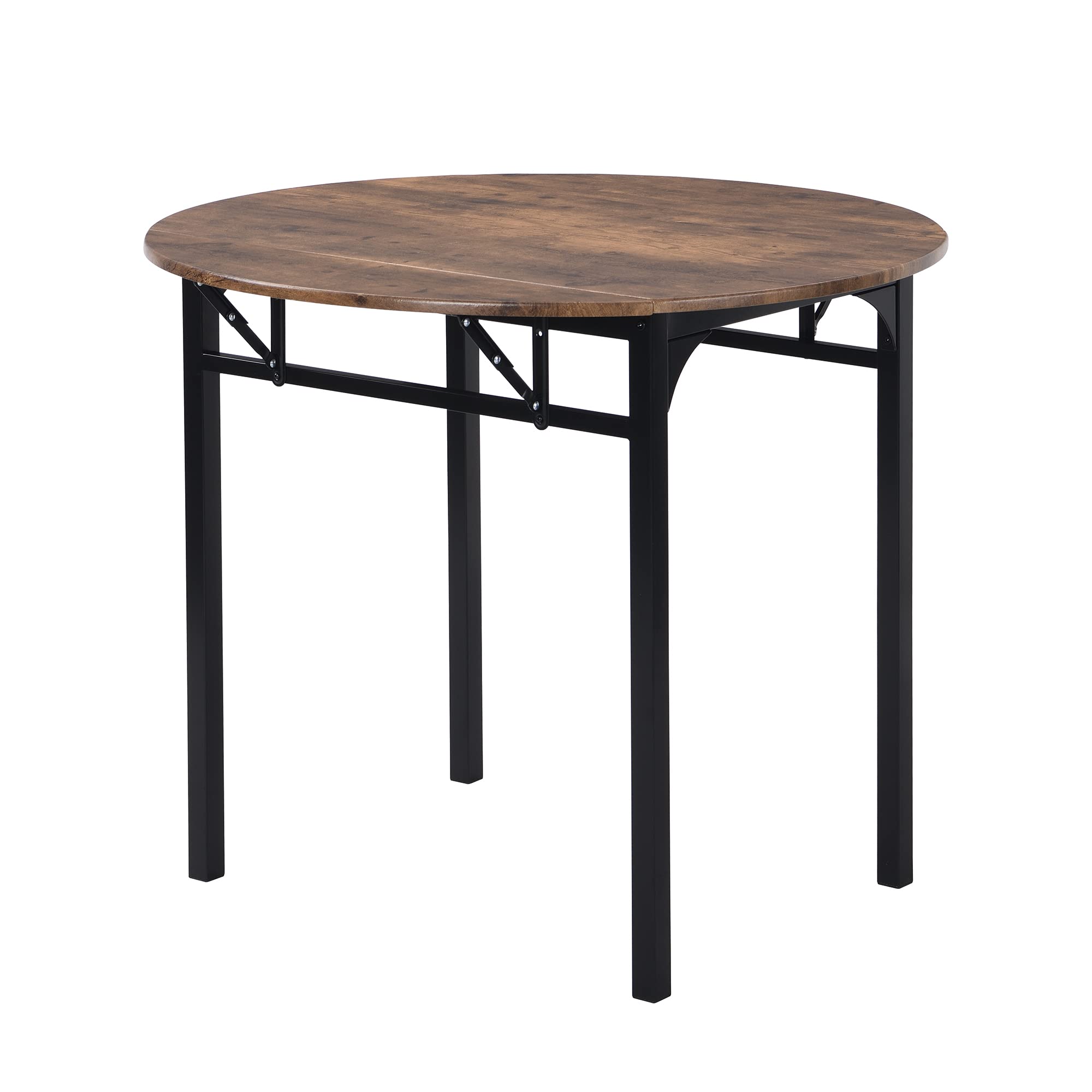 3 Piece Dining Table Set, Modern Counter Height Dining Table Set with Drop Leaf Round Table and 2 Chairs, Small Kitchen Table Set