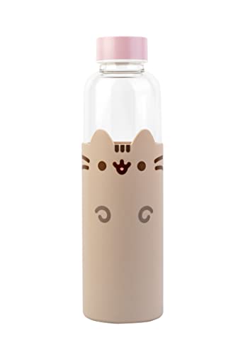 Grupo Erik Pusheen Glass Water Bottle - 500ml / 17oz - Glass Bottle - Hot&Cold Water Bottle - Water Bottle 500ml - Cute Gifts - Cute Water Bottle - Pusheen Gifts
