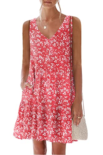 nclook Womens 2025 Summer Casual Dress Sweet Cute V Neck Sleeveless Mini Dresses with Pockets