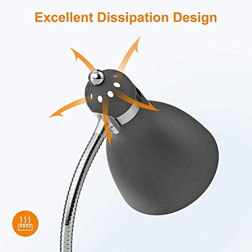 LEPOWER Floor Lamp, Metal Standing Lamp with Adjustable Gooseneck, Heavy Metal Based, Reading Pole Lamp for Office, Black Floor Lamps for Bedroom, Living Room