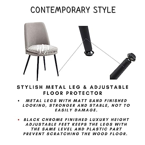 DRAGON GATE Modern Upholstered Dining Chairs Set of 2 with Seat Cushion, Armless Side Chair with Metal Legs for Dining Room Kitchen, Living Room (Fabric Light Gray 2PCS)