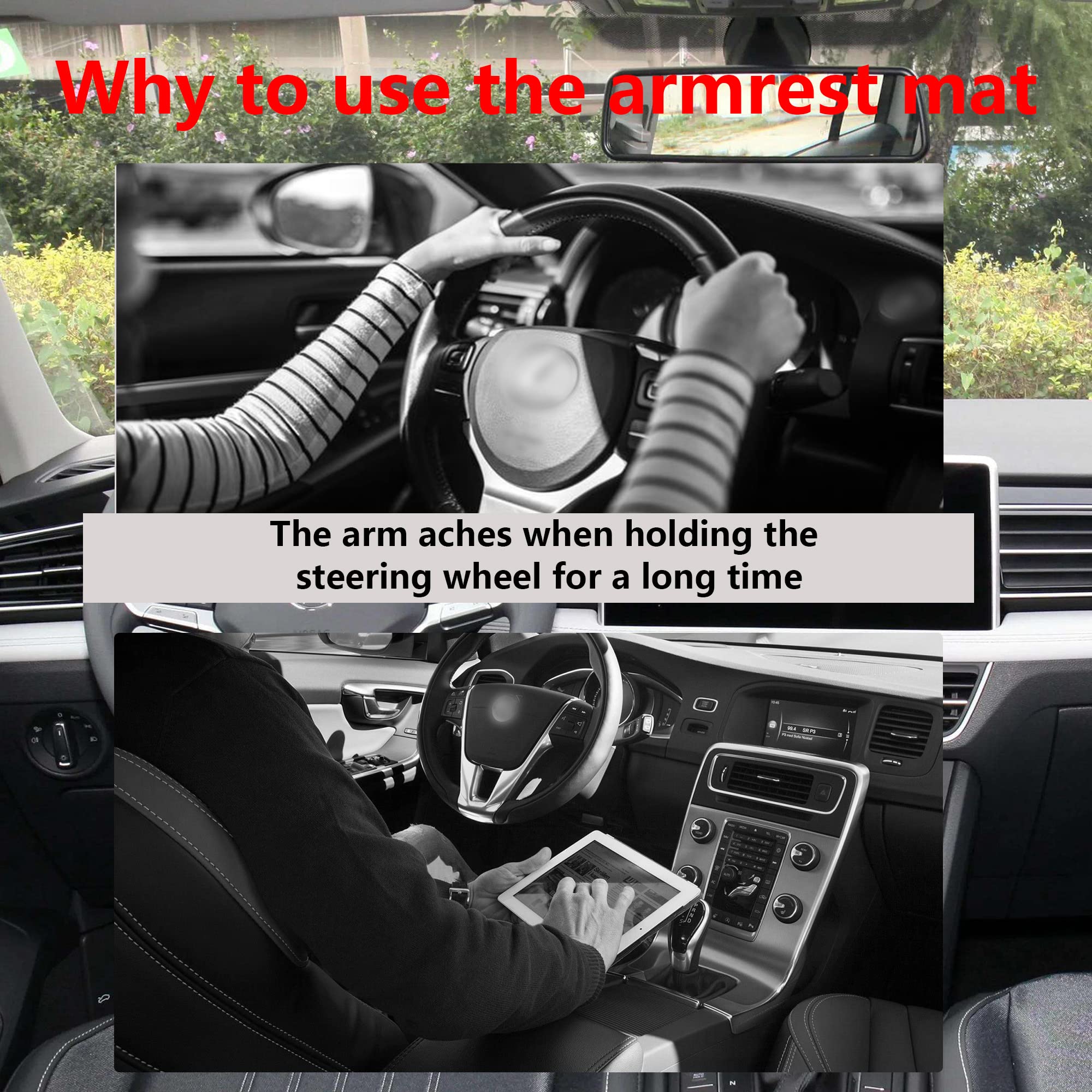 Center Console Cover,Soft Comfortable PU Leather Car Armrest Cushion,Waterproof and Anti-scratch Armrest Seat Box Cover Profector,Car Interior Accessories Universal For SUV/Truck/Vehicle (Black/Red)
