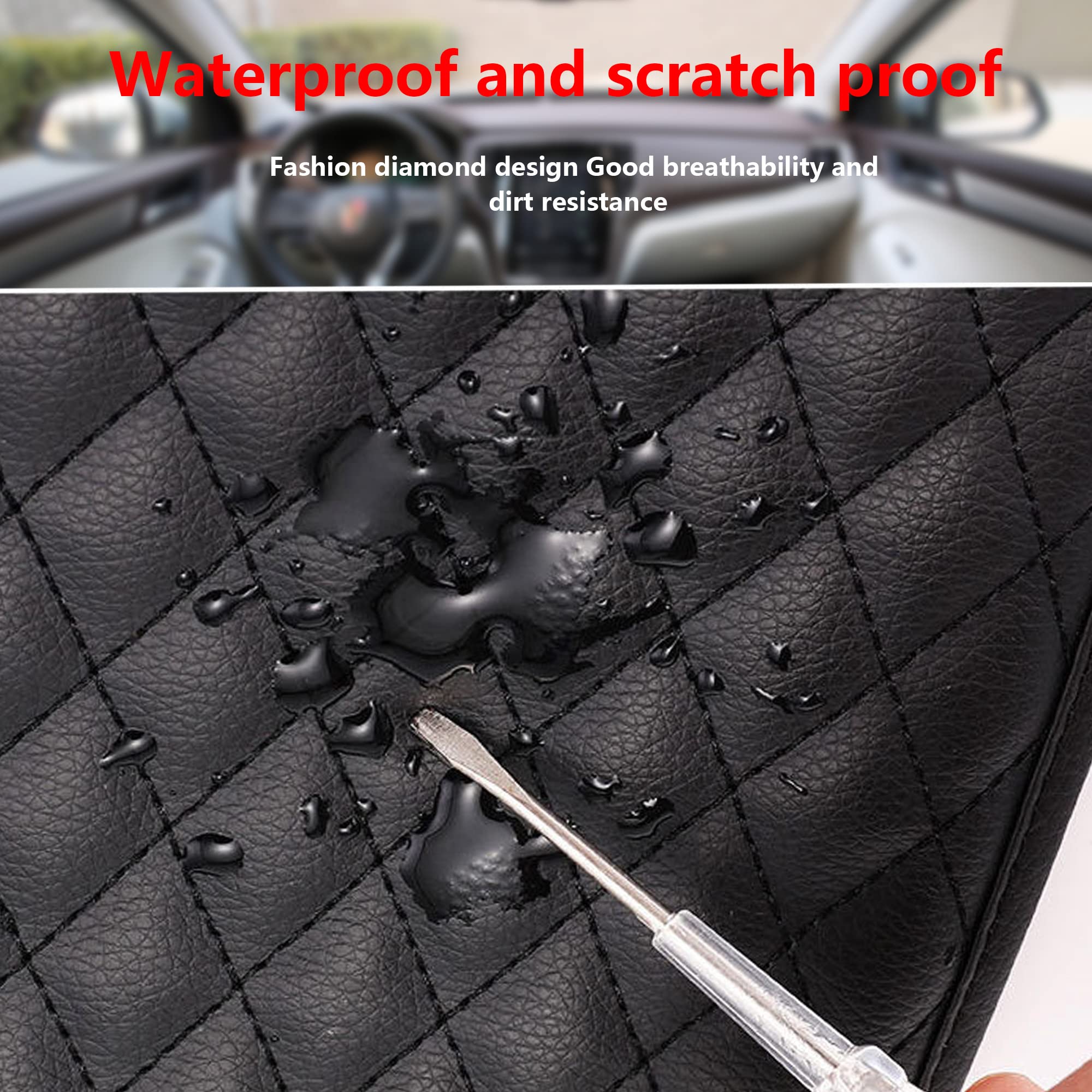 Center Console Cover,Soft Comfortable PU Leather Car Armrest Cushion,Waterproof and Anti-scratch Armrest Seat Box Cover Profector,Car Interior Accessories Universal For SUV/Truck/Vehicle (Black/Red)