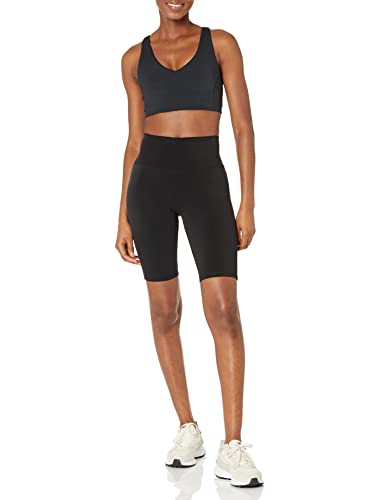 Amazon Essentials Women's Active Sculpt V-Neck Medium Support Sports Bra - Discontinued Colors, Black, 6X