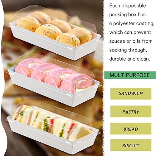 Cmkura 50 Pack White Rectangular Disposable Paper Charcuterie Boxes Food Containers Bakery Boxes