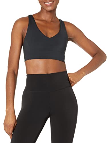 Amazon Essentials Women's Active Sculpt V-Neck Medium Support Sports Bra - Discontinued Colors, Black, 6X