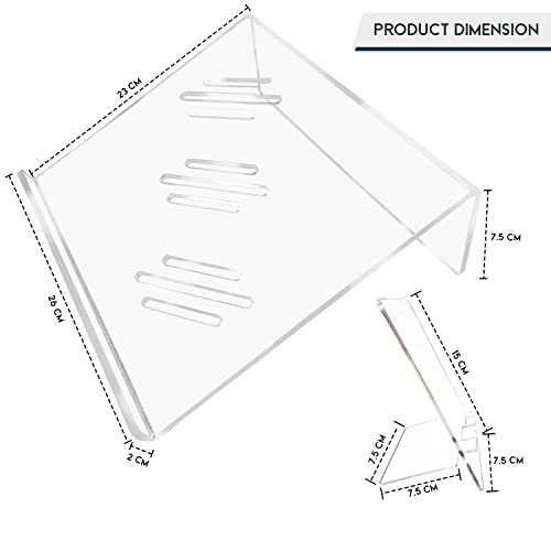 CoolaBoola Acrylic Laptop Stand β Acrylic Laptop Riser with Bonus Acrylic Phone Holder β Portable Clear Computer Stand for Desk, Office, Home β Laptop Stand with Ventilation for up to 16-inch Laptop