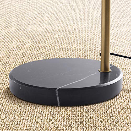 Archiology Floor Lamp - Arc Floor Lamp with Unique Hanging White Linen Drum Shade & Marble Base ,77’’ Height Modern Floor Lamp Perfect for Living Room Reading Bedroom Office