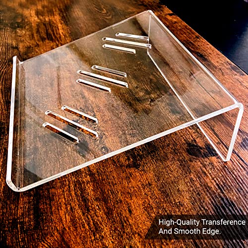 CoolaBoola Acrylic Laptop Stand β Acrylic Laptop Riser with Bonus Acrylic Phone Holder β Portable Clear Computer Stand for Desk, Office, Home β Laptop Stand with Ventilation for up to 16-inch Laptop