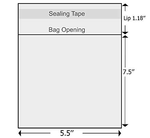 Thicker 5-1/2 x 7-1/2 Inch Clear Cello/Cellophane Bags,1.5-Mil Poly Bag-Fits 5X7 Cards Photos Envelopes Candy Treats Bakery Cookie (100 Count)