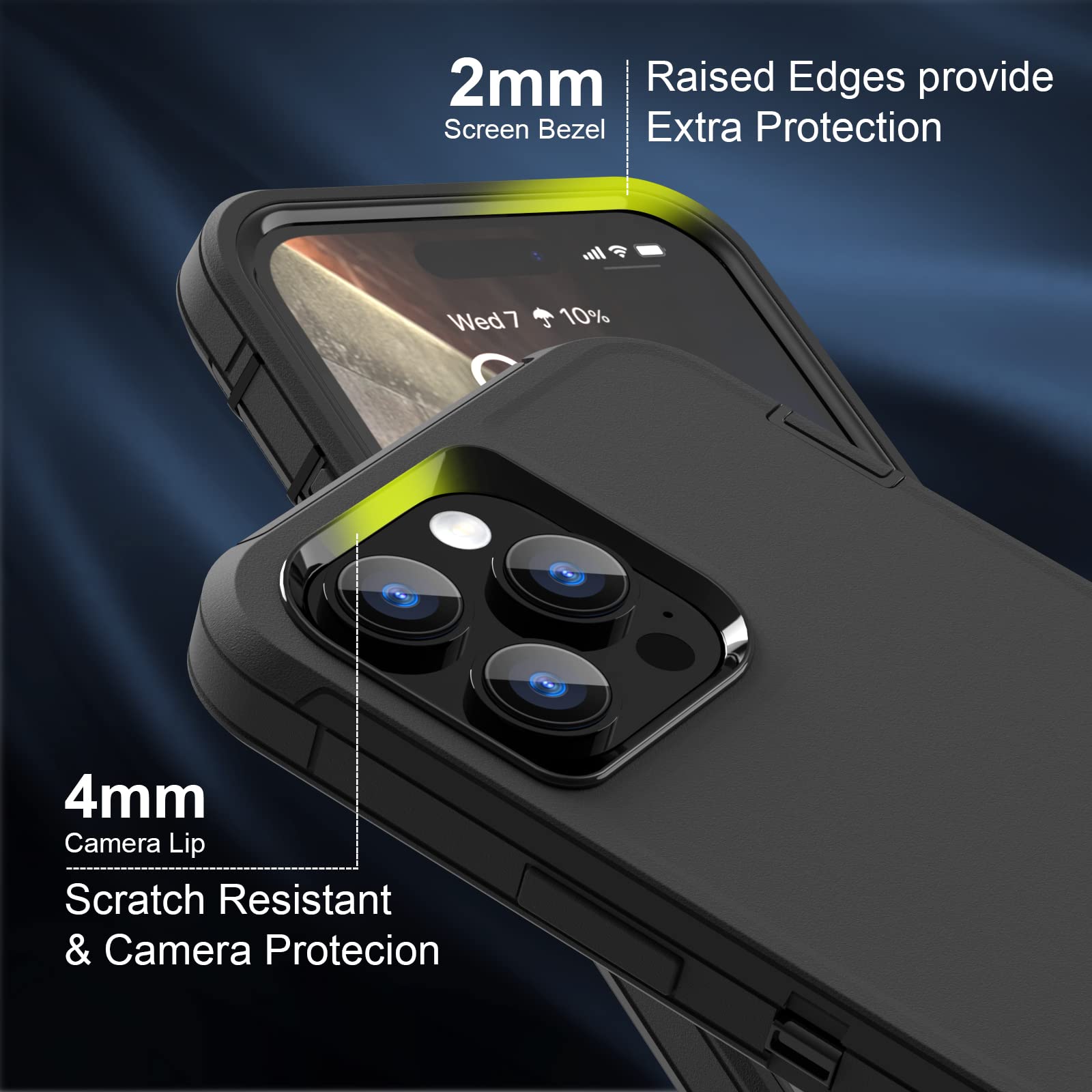 Case Compatible with iPhone 14 Pro Max, Heavy Duty Protective Black Phone Case, Full Body Shockproof Durable Silicone Rubber with Hard PC Rugged Sturdy Phone Cover for 14 Pro Max 6.7 Inch. (Black)