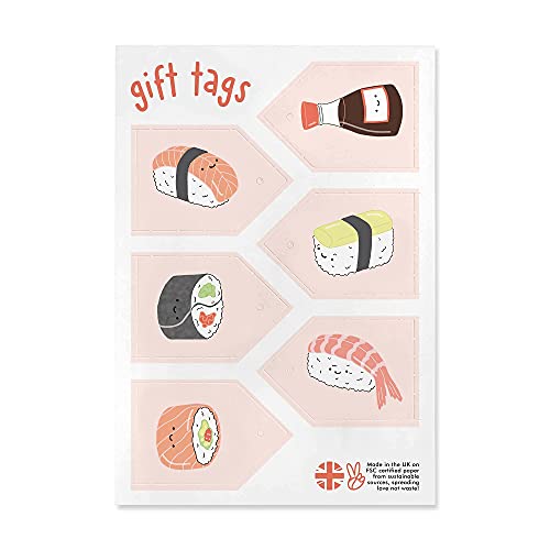 CENTRAL 23 Pink Wrapping Paper - Sushi Faces - 6 Gift Wrap Sheets - Trendy GiftWrap for Girls Women Teenagers - Eco and Recyclable
