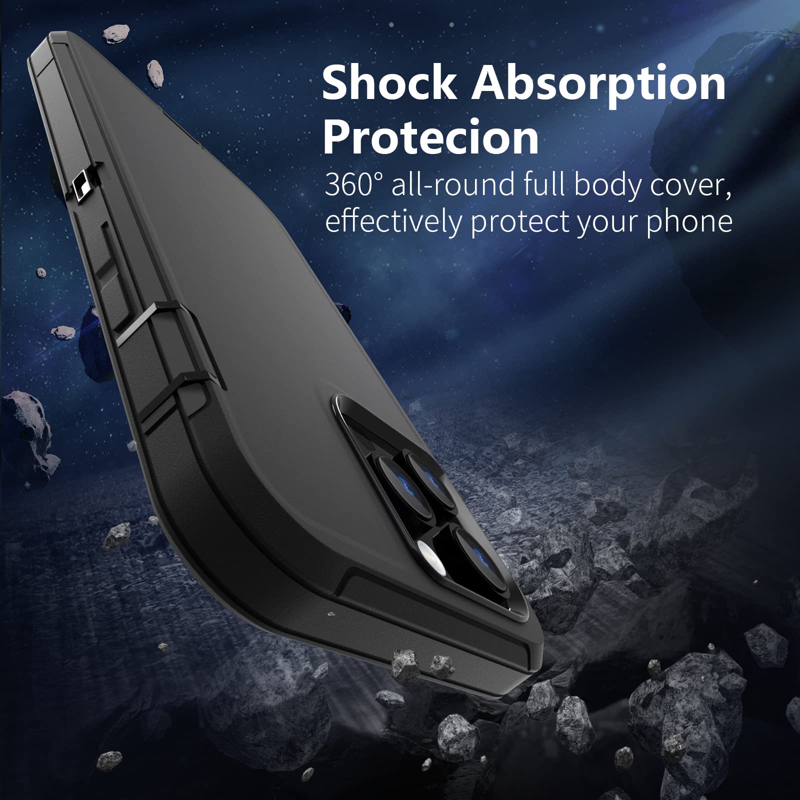 Case Compatible with iPhone 14 Pro Max, Heavy Duty Protective Black Phone Case, Full Body Shockproof Durable Silicone Rubber with Hard PC Rugged Sturdy Phone Cover for 14 Pro Max 6.7 Inch. (Black)
