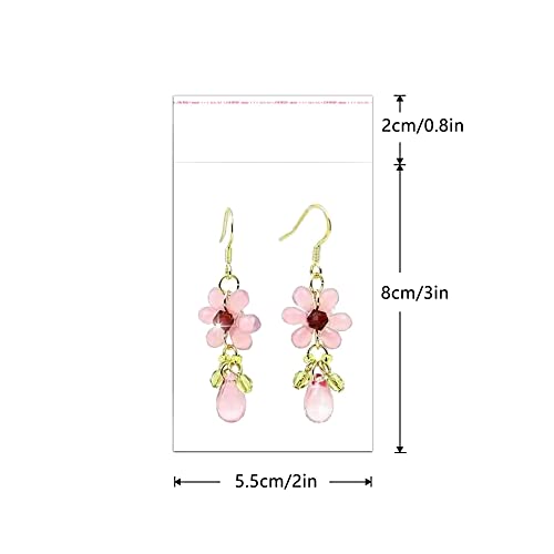 Clear Resealable Cellophane Bags 500pcs Sealable OPP Poly Bags 2x3" Mini Crystal Sealed Clear Bags 2 Mil for Earrings Candies Bakery Cookies Gift (5 Sizes to Choose from)
