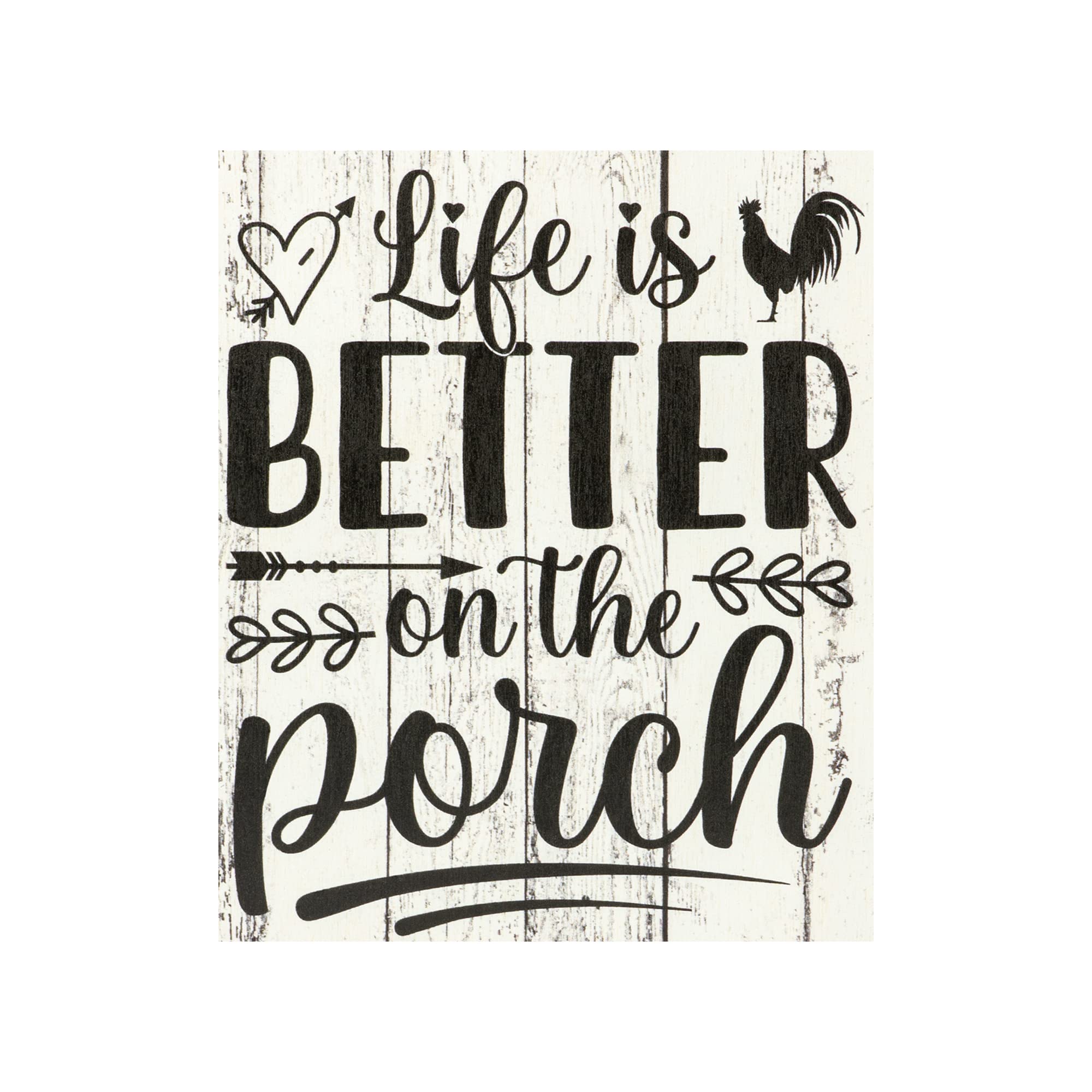 JennyGems Life is Better on the Porch Wooden Sign, Farm Life Decor and Wall Hanging, Whitewash Color, Made in USA