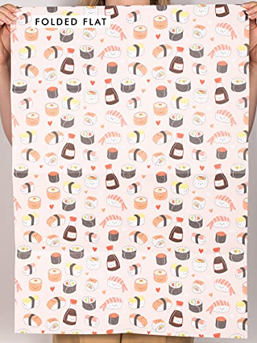 CENTRAL 23 Pink Wrapping Paper - Sushi Faces - 6 Gift Wrap Sheets - Trendy GiftWrap for Girls Women Teenagers - Eco and Recyclable