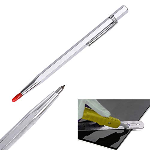 YouU 1pcs Acrylic Cutter and 10 Pcs Blade Set with Mini Box,Multi-Use Cutter with Cutting Blade/1pcs Tungsten Carbide Scribe and Etching Pen(Silver)